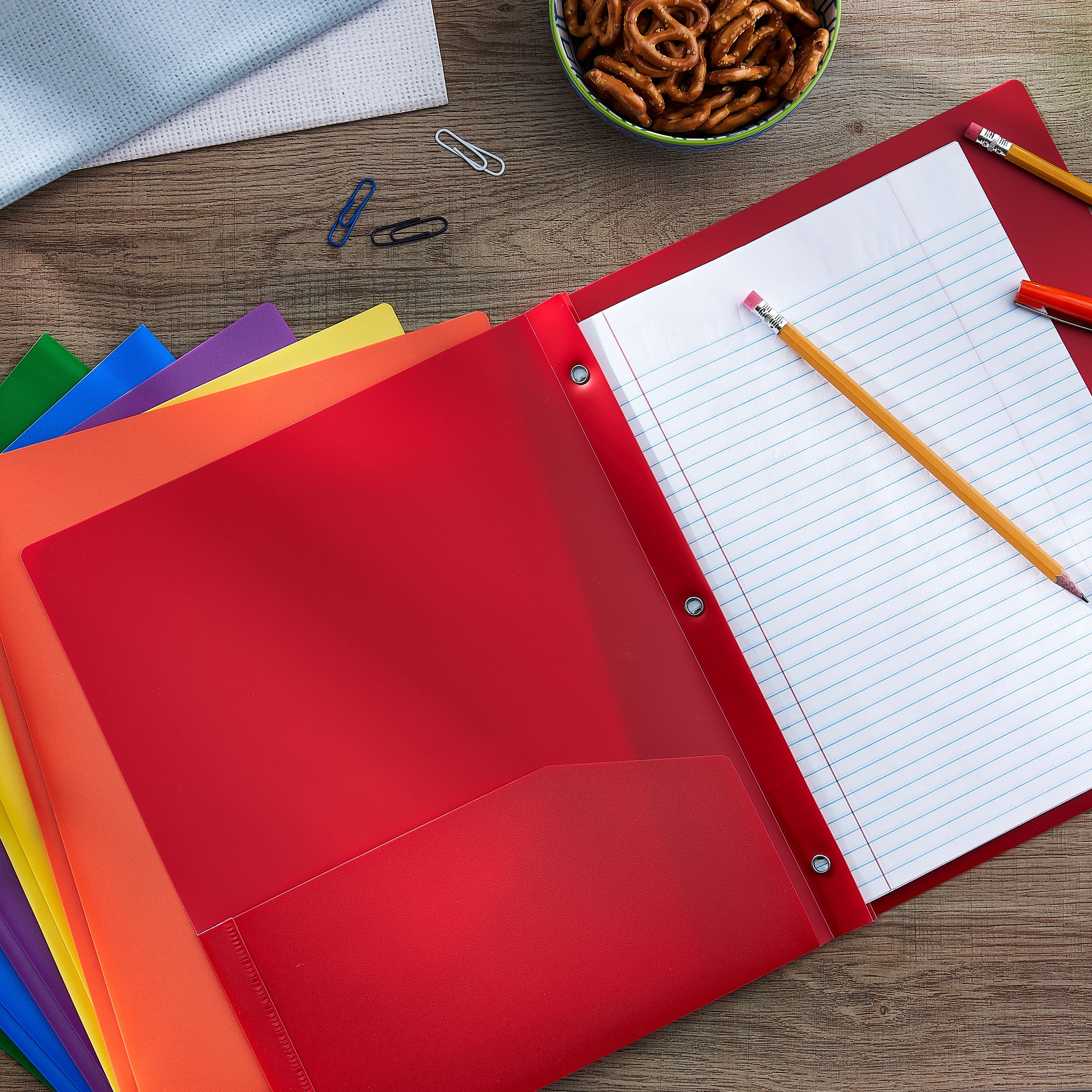 Buy Pen+Gear Poly 2-Pocket Folder with 3-Prongs,Assorted Colors,50 Pack ...