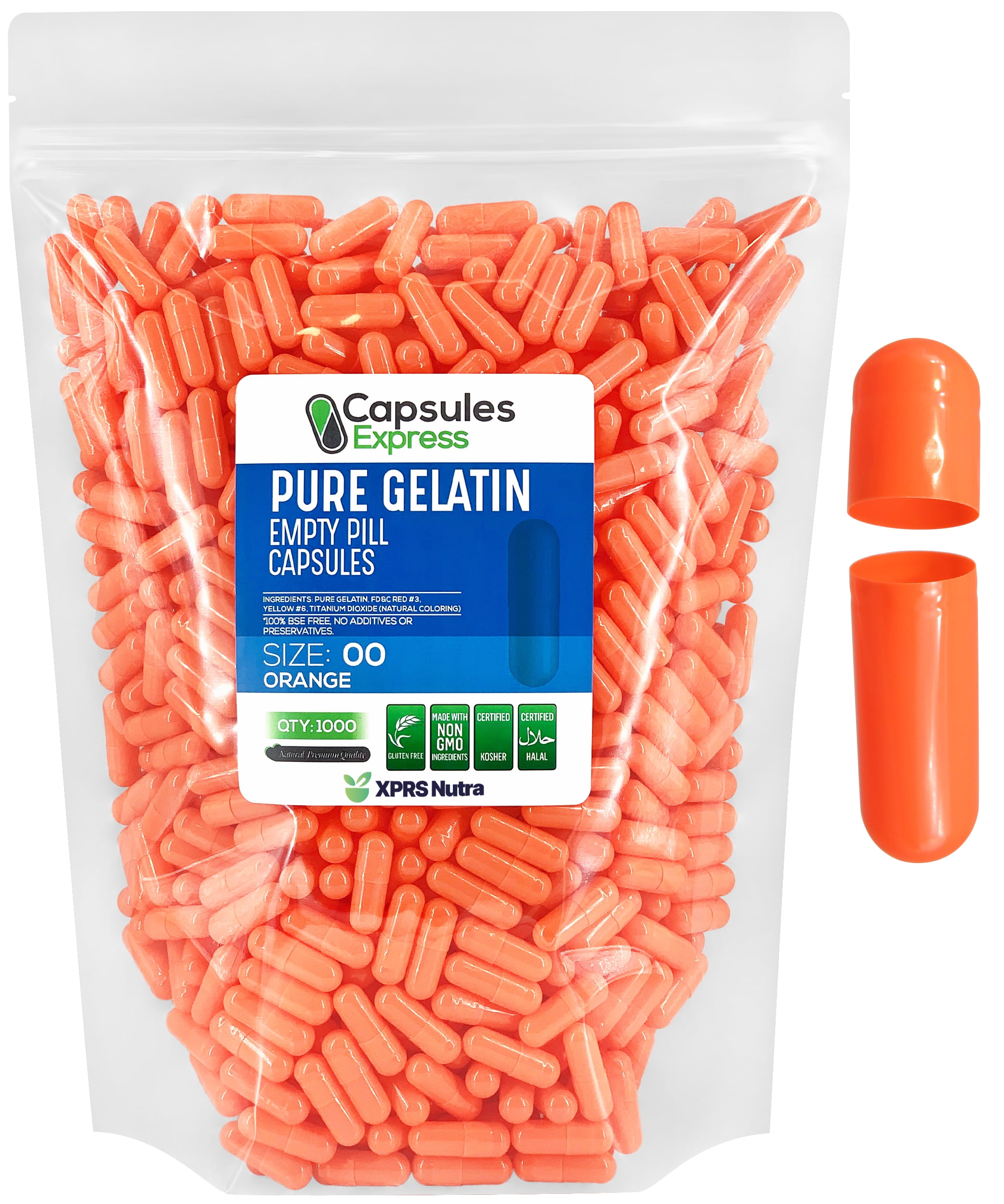 XPRS Nutra Size 00 Empty Capsules - 1,000 Count Colored Empty Gelatin ...