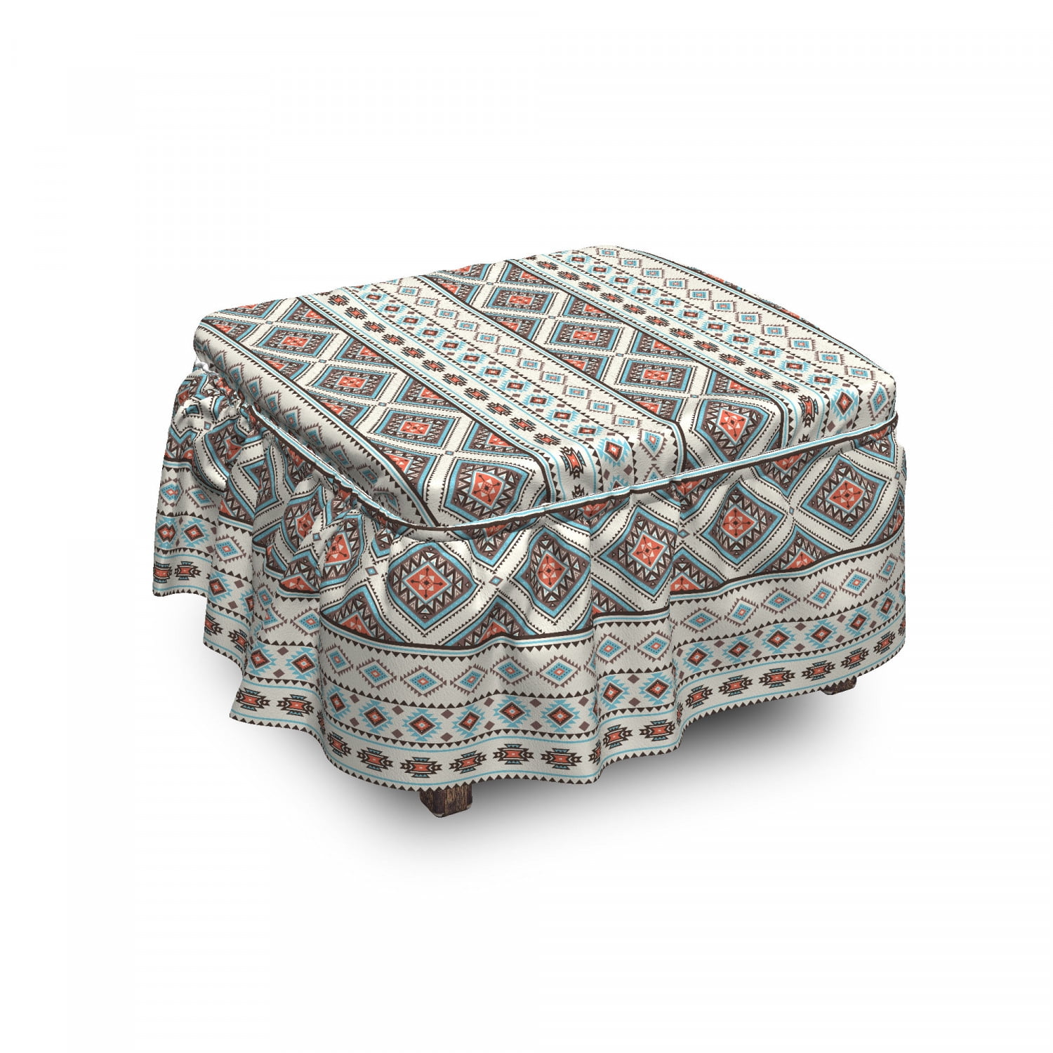 Aztec Ottoman Cover, Retro Style Native Ornaments, 2 Piece Slipcover ...