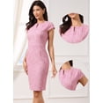 DARING DIVA Women's Midi Tweed Slim Dress Cap Sleeve Square Neck ...