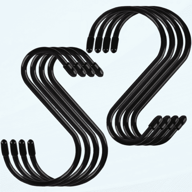 12 Pack 5 inch S Hook, Vinyl Coated S Hooks with Rubber Stopper Non ...