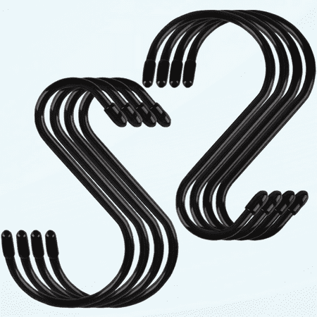 12 Pack 5 inch S Hook, Vinyl Coated S Hooks with Rubber Stopper Non ...