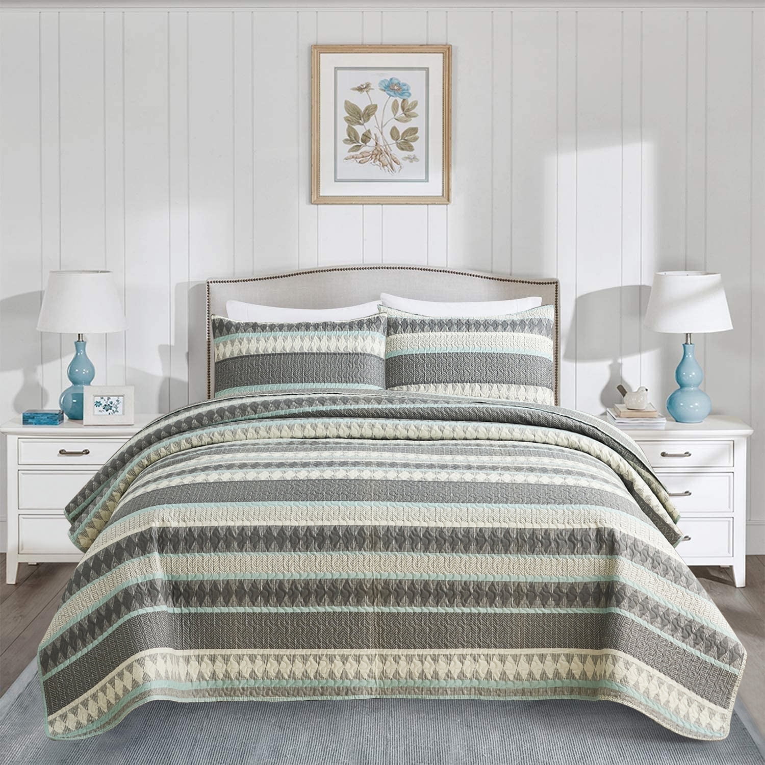 Click here for Jml 3-Piece Quilt Set With 2 Shams  Soft Microfibe... prices