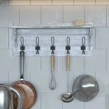 Merrick Lane Whitewashed Pine Wood 24 Inch Wall Mount Storage Rack with ...