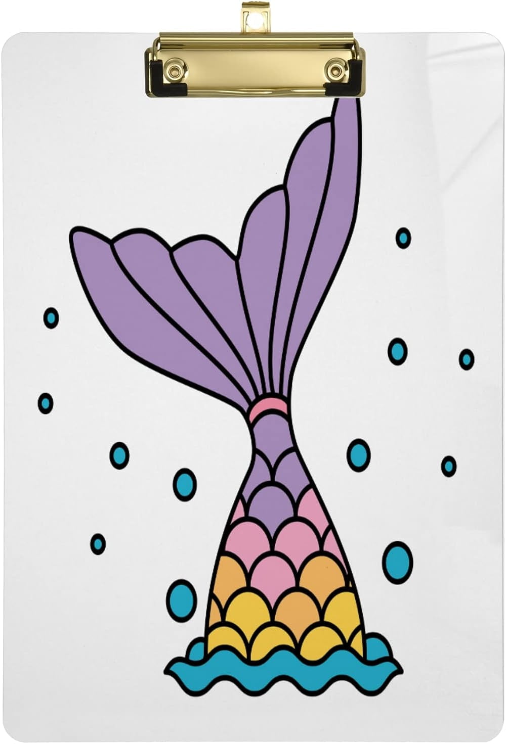 FMSHPON Mermaid Tail Rainbow Polka Dots Clipboard Hardboard Wood ...