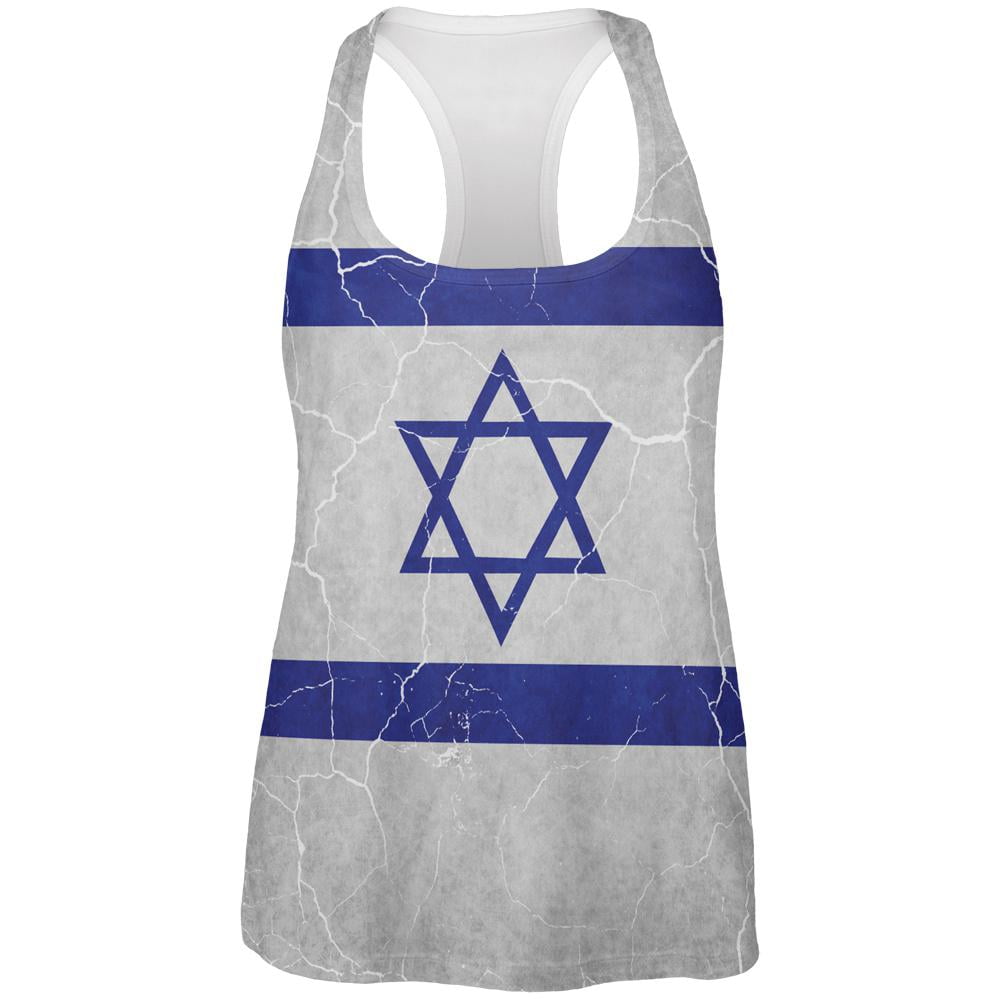 Distressed Israeli Flag All Over Womens Work Out Tank Top - Walmart.com