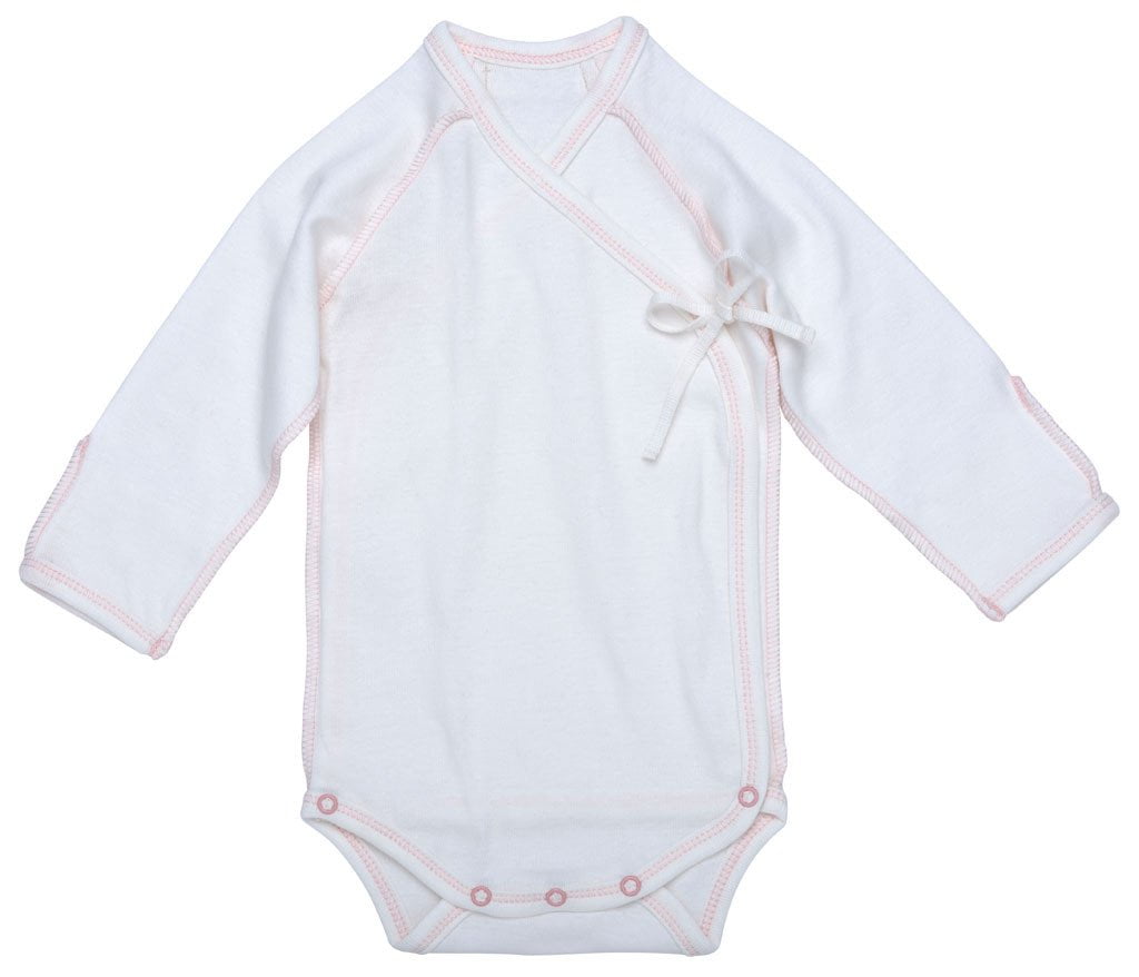Organic Cotton Inside-Out Babybody - Off-White with Blush Stitching ...