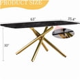 Gold and Black Dining Table - Tempered Glass Round Table with Marble ...