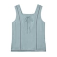 Byworldtasic Women's Square Neck Cotton Sleeveless Blouse Tie Knot ...