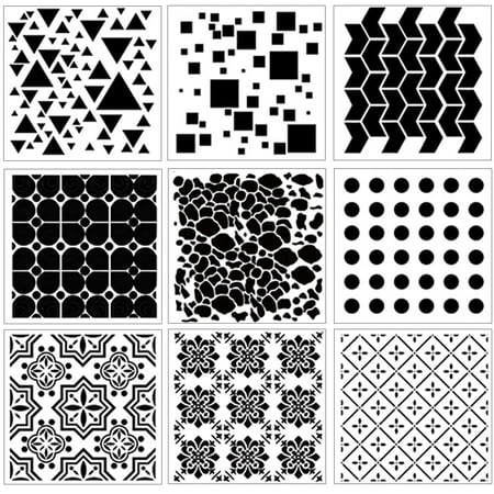 9Pcs Plastic PET Painting Stencils, 5.1x5.6 Inch, Flower Geometric ...