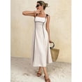 Apricot Womens Backless Spaghetti Strap Mid-Length Dress With Black ...