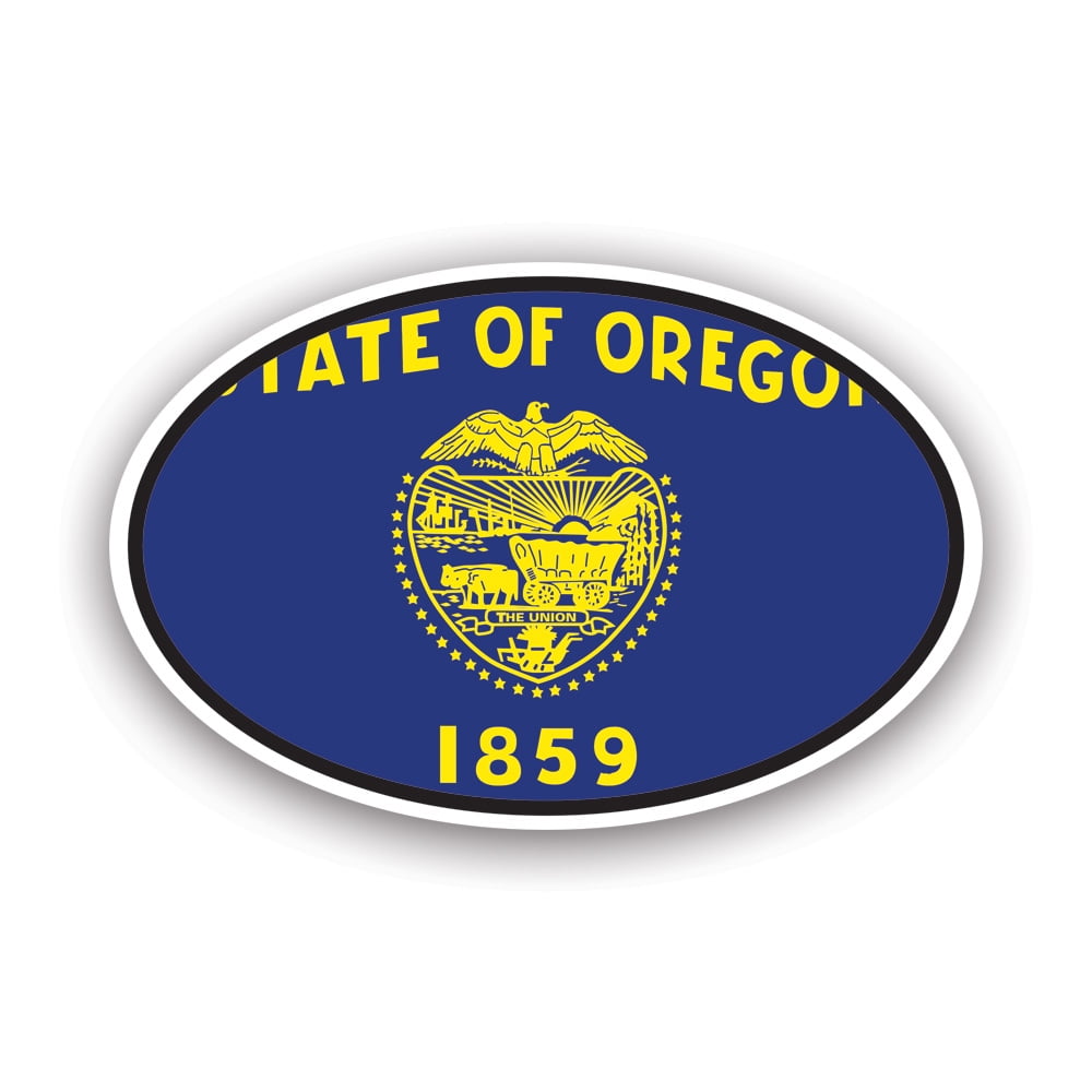 Oregon Flag Oval Sticker Decal - Self Adhesive Vinyl - Weatherproof ...