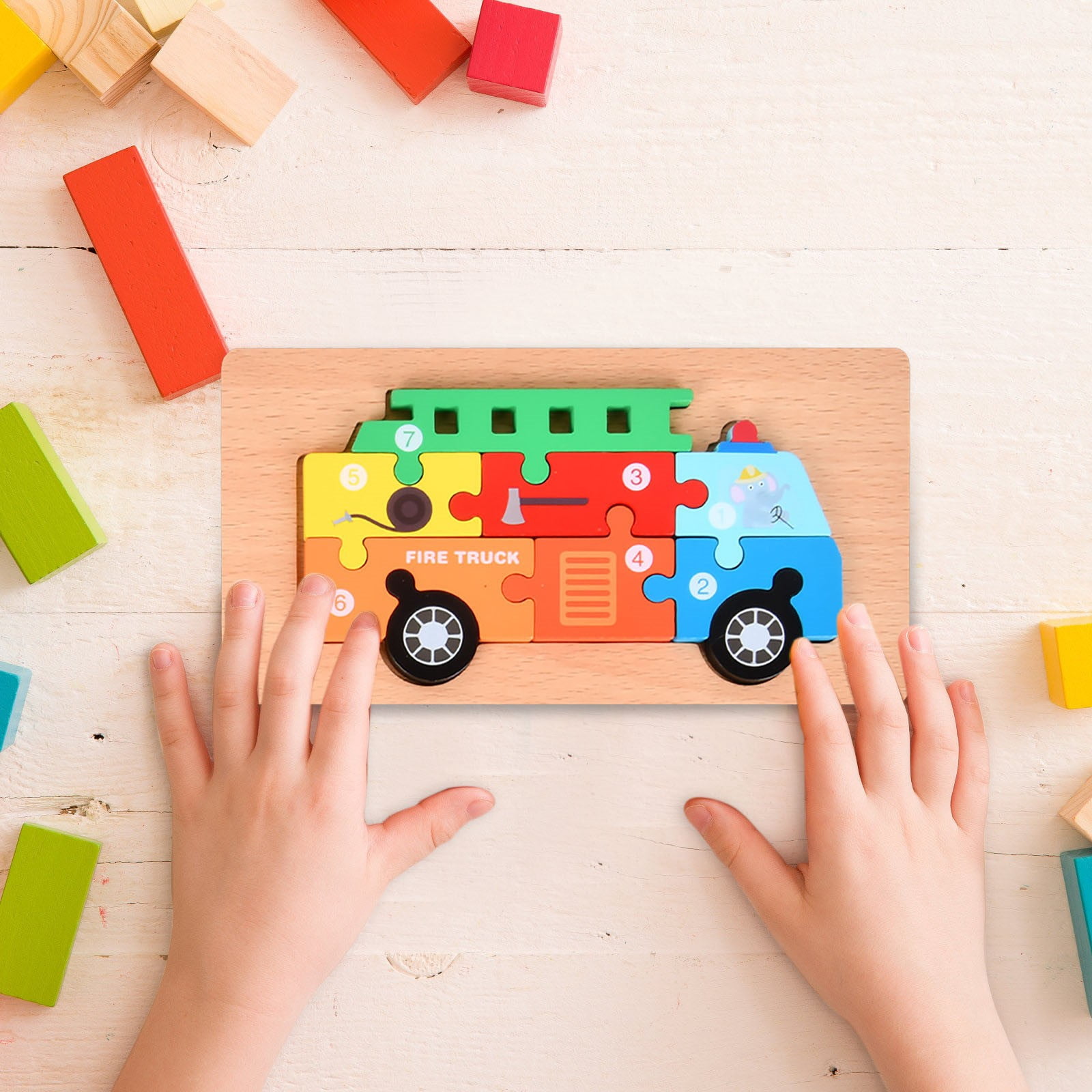 Bright And Bright Color Shapes Preschool Toddler Number Puzzle Toys For ...