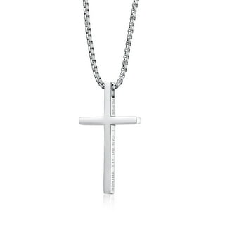 ICTPTOSL Cross Necklace for Men Sterling Silver Cross Pendant with Stainless Steel Box Chain for ...
