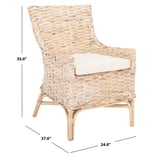SAFAVIEH Cristen Rattan Parson Chair w/ Cushion, Natural White ...