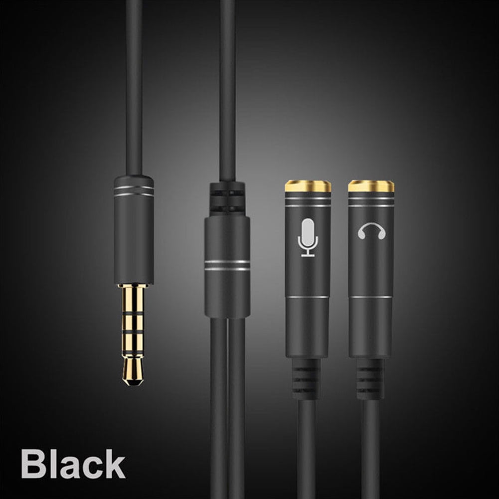 2 in 1 3.5mm Headphone Mic Audio Y Splitter Cable Male to Dual Female ...
