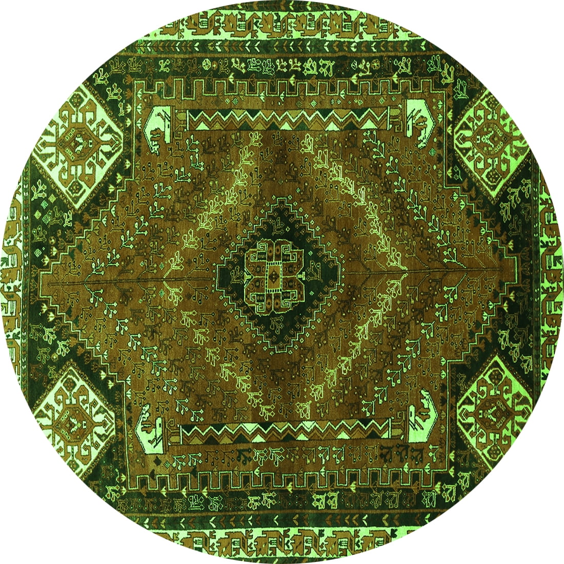 Ahgly Company Indoor Round Persian Green Traditional Area Rugs, 6 ...