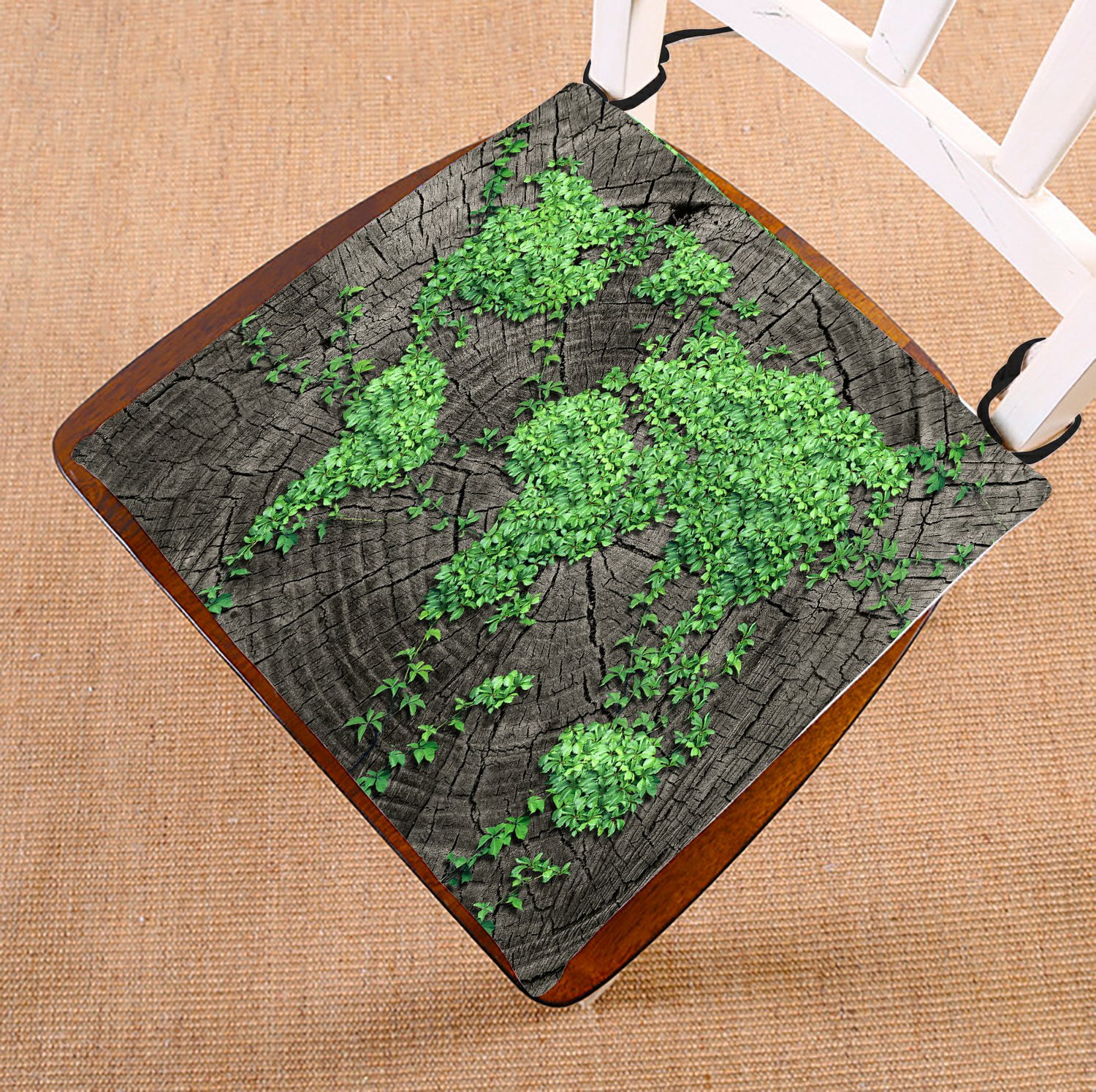 PHFZK Earth Map Chair Pad, World Map on Tree Trunk Natural Wood Seat ...