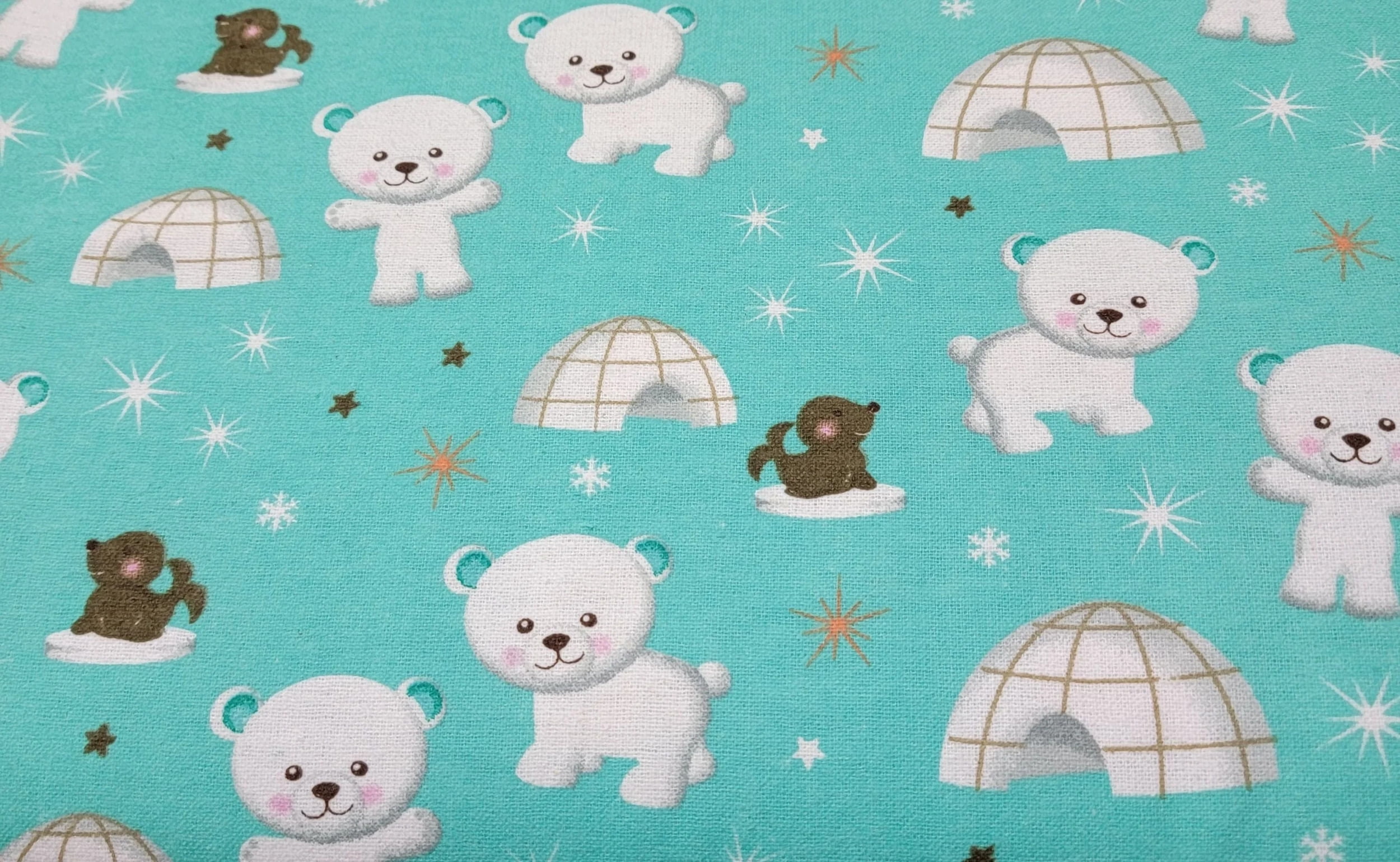 Igloo Polar Bear Mint Flannel Fabric - Walmart.com