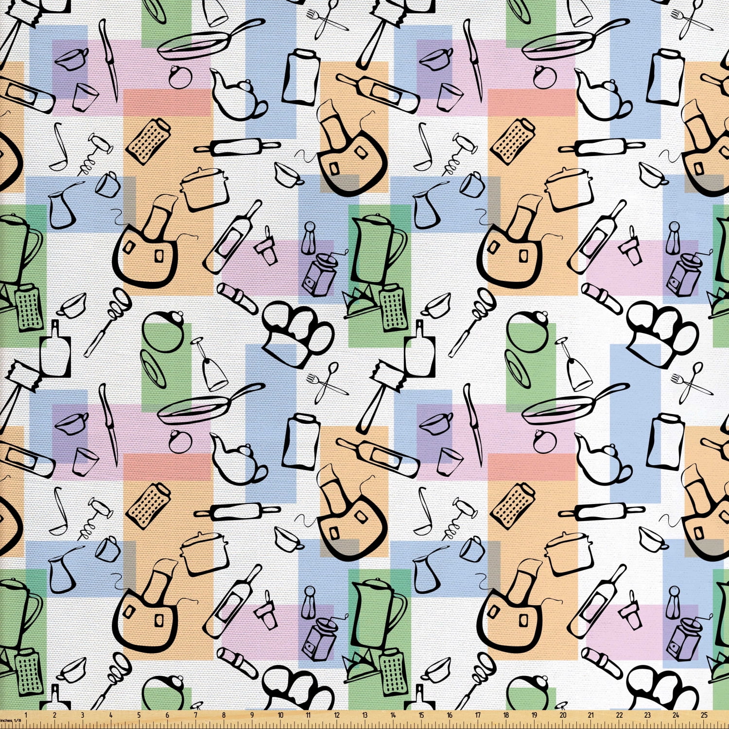 Abstract Fabric by the Yard, Kitchen Stuff and Colored Rectangles ...