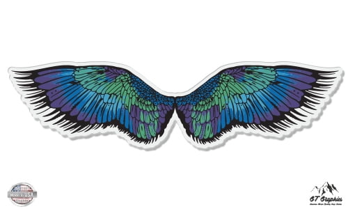 Wings Blue - 9" Vinyl Sticker - For Car Laptop I-Pad - Waterproof Decal ...