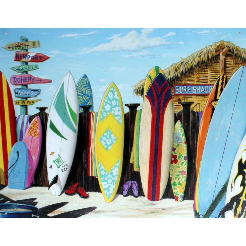 Surf Shack Tin Sign - 16x12.5 - Walmart.com - Walmart.com