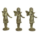 Set Of 3 Cast Iron Rustic Enchanted Fantasy Girl Fairy Pixie With Bird ...