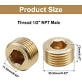 3 Pcs 1/2" NPT Male Brass Pipe Plug, Internal Hex Head Countersunk ...