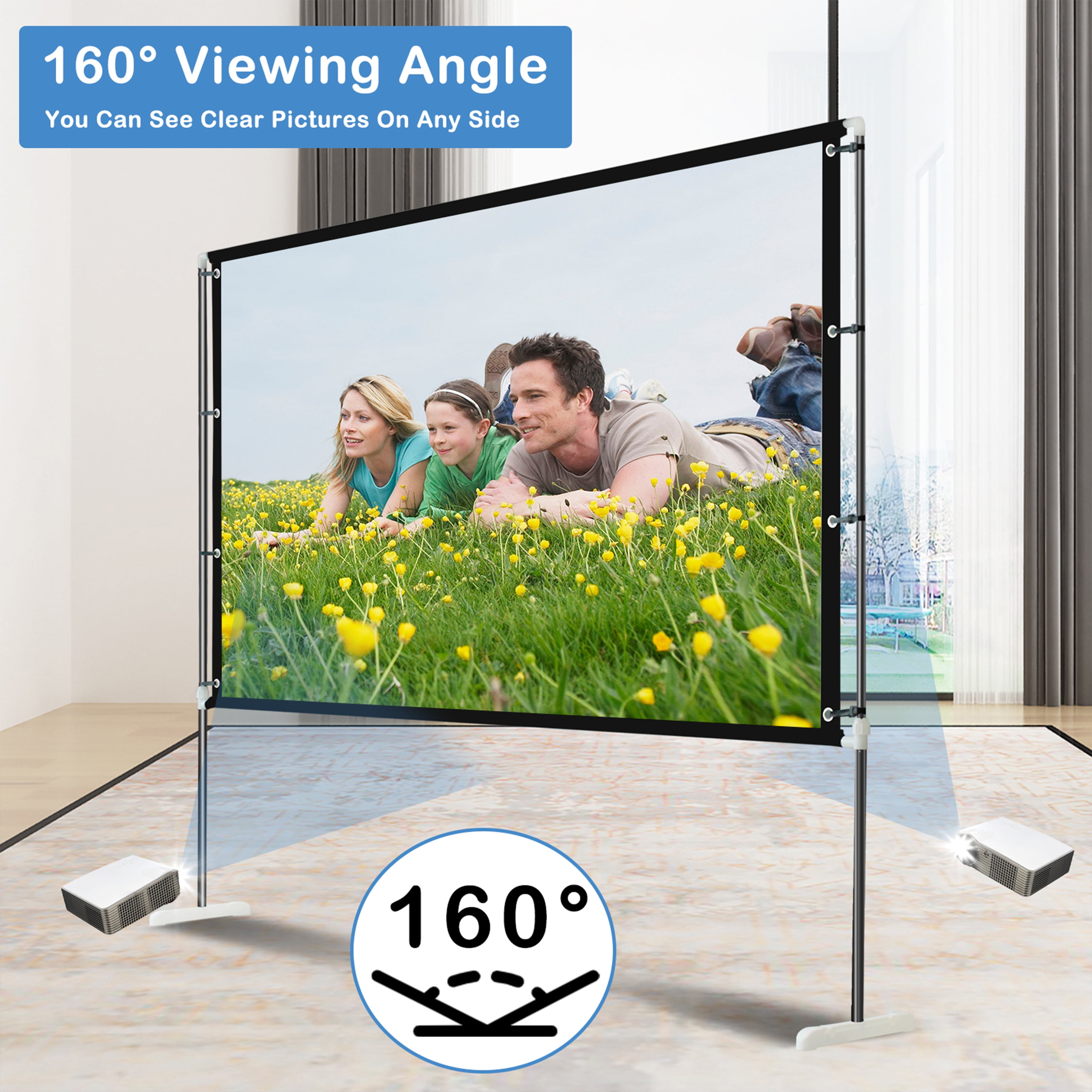 Buy OUTTOY 122 inch Projector Screen with Stand,Indoor Outdoor PVC ...