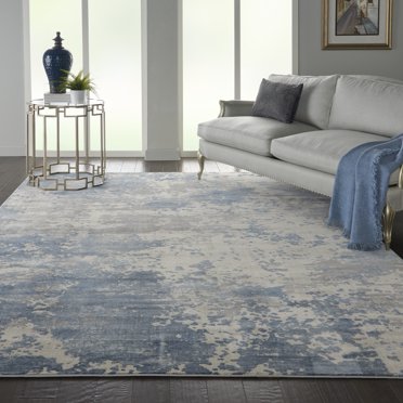 Nourison Rustic Textures Abstract Grey/Blue 7'10" x 10'6" Area Rug ...