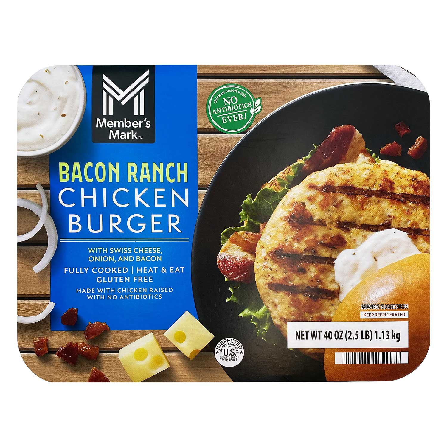 Member's Mark Bacon Ranch Chicken Burger, 40 oz. - Samsclub.com
