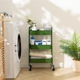 3 Tier Utility Rolling Cart with Lockable Wheels, Metal Multifunctional ...