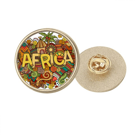 African Aboriginal Art Pattern Tribal Round Metal Golden Pin Brooch ...