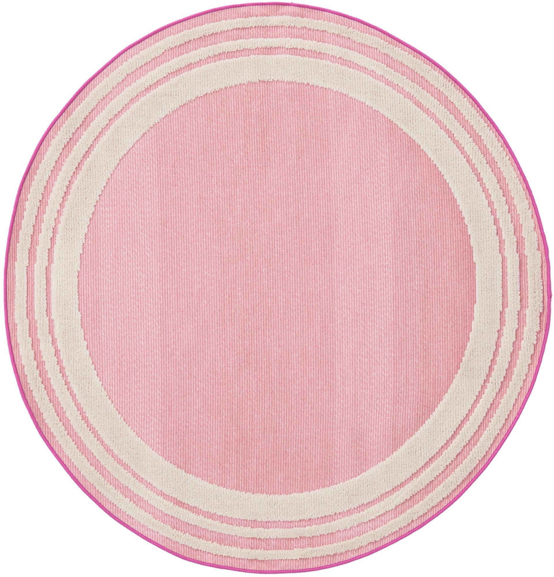 Rugs.com Aruba Outdoor Collection Rug – 5 Ft Round Pink Low-Pile Rug ...