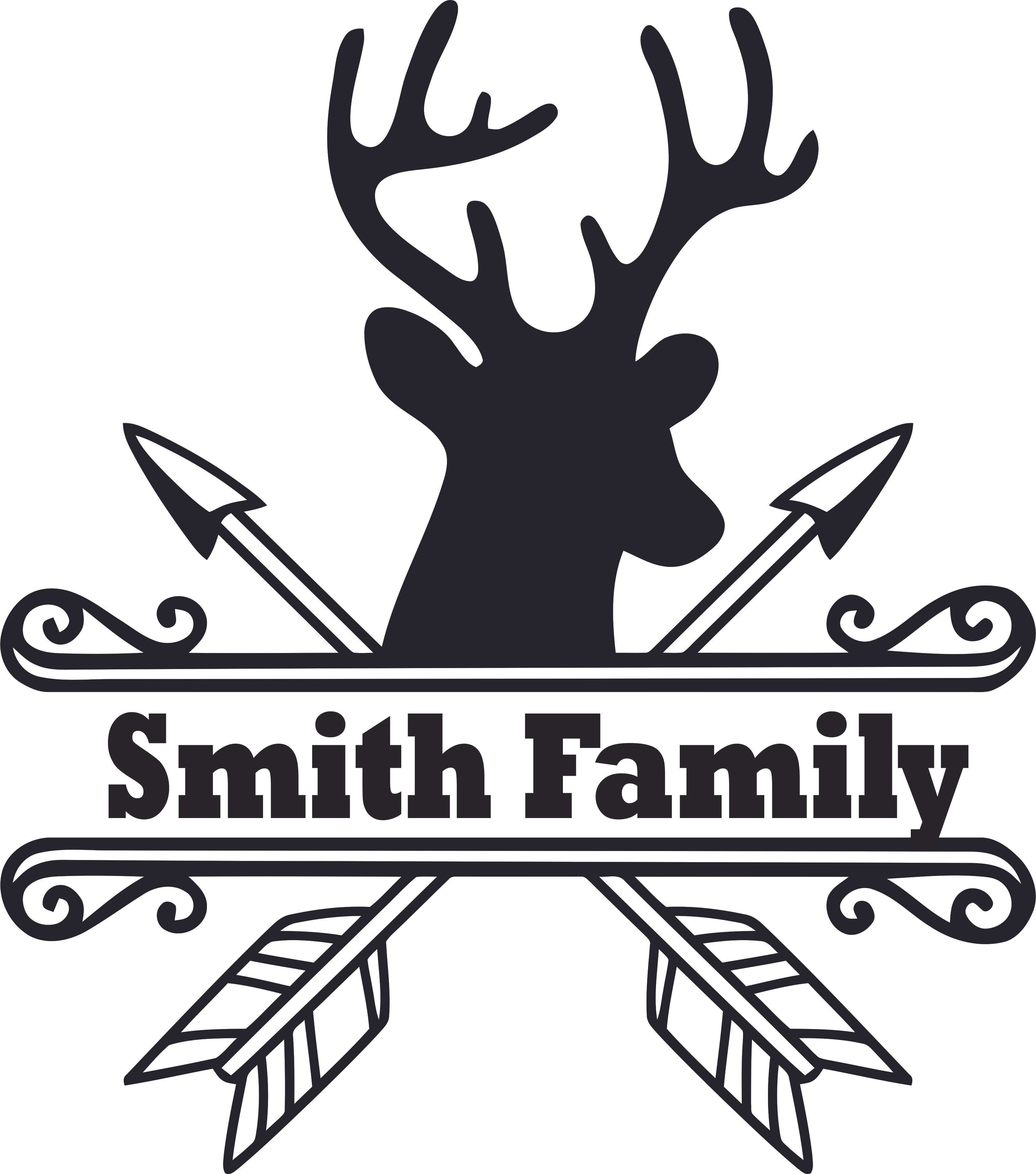 Surname Family Name Home Deer Antler Customized Wall Decal - Custom ...
