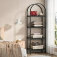 Earlimart 70.8 in. Black Wood Bookshelf 4-Tier Etagere Bookcase and ...