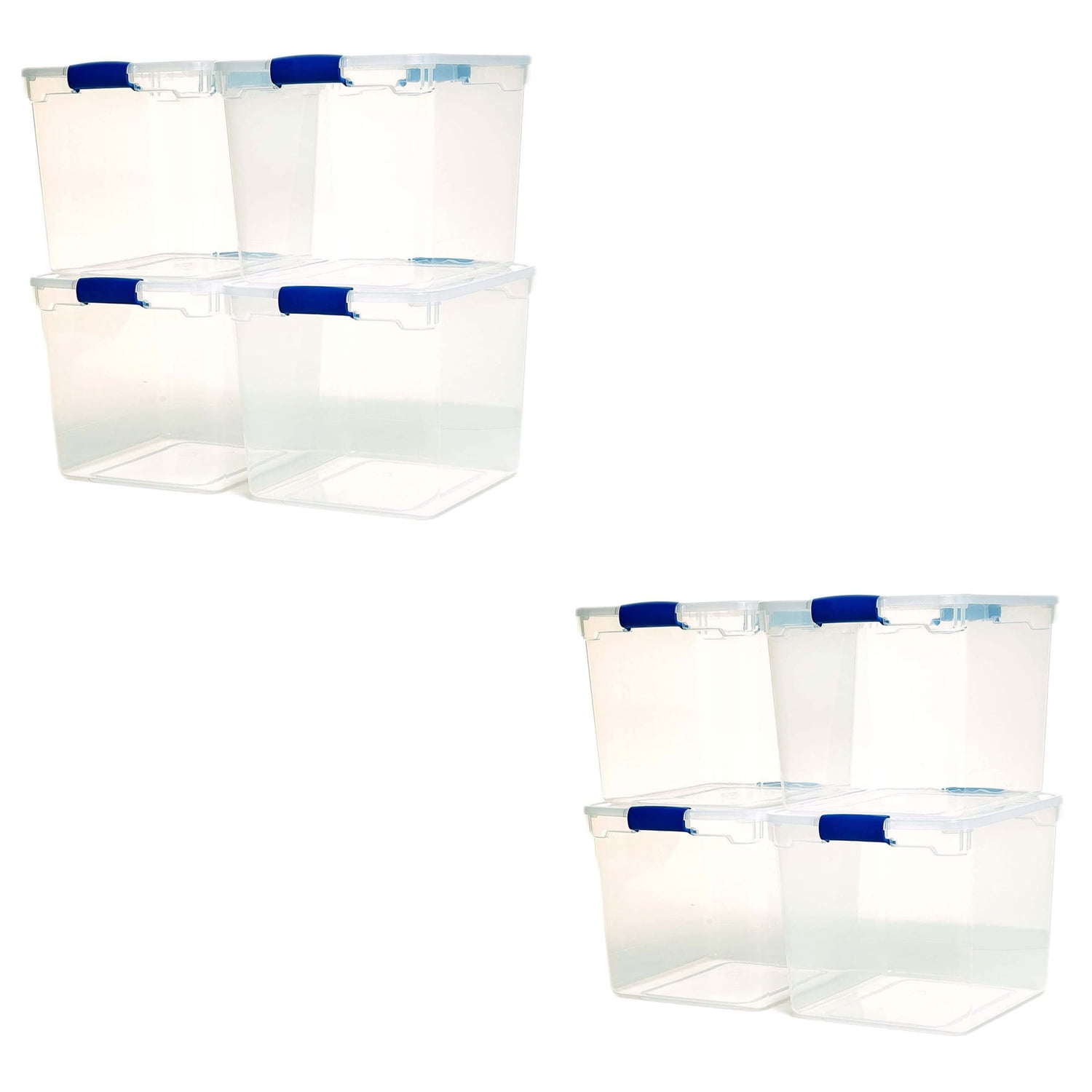 Homz 31 Quart Heavy Duty Modular Stackable Storage Containers, Clear, 8 ...