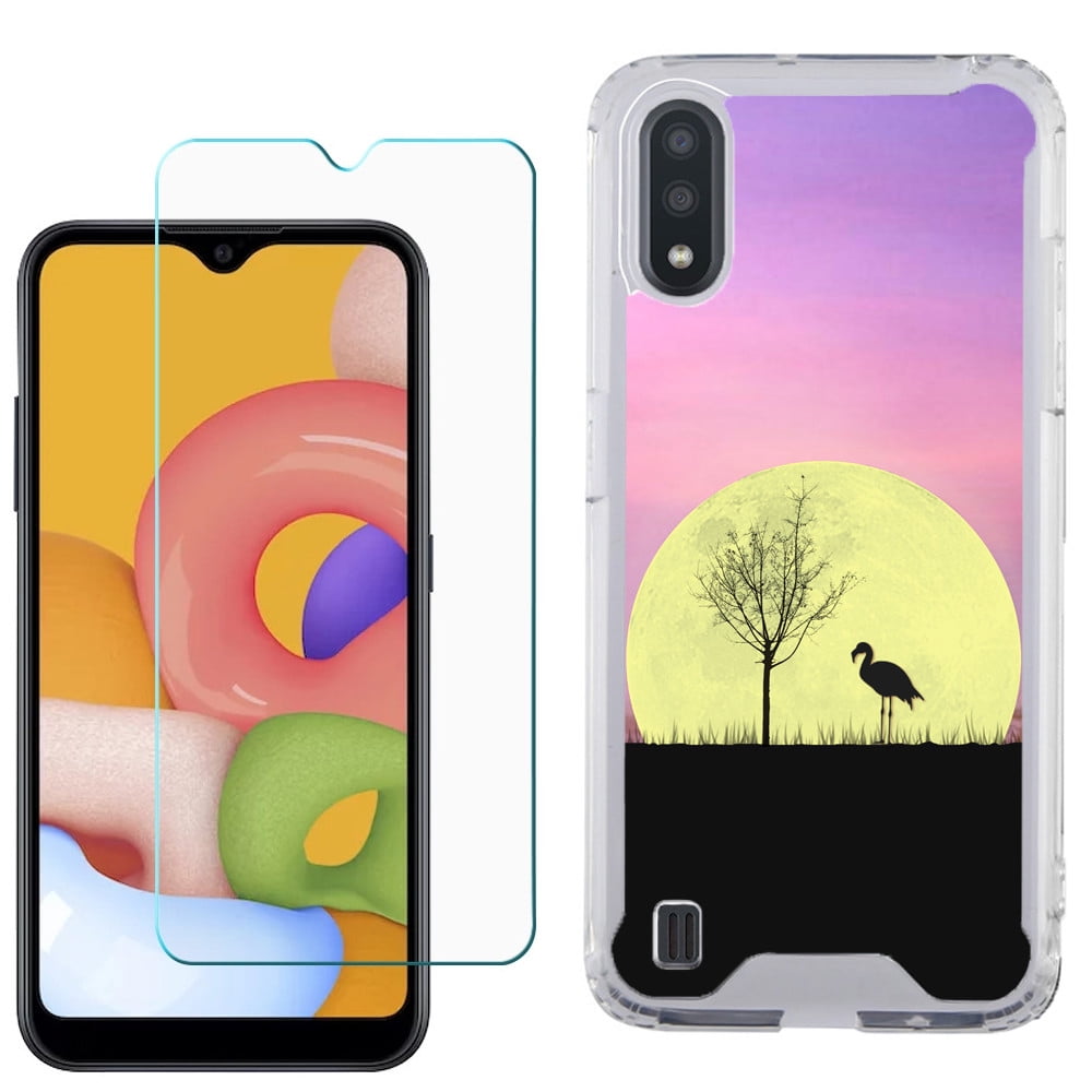 For Samsung Galaxy A01 Case, Hybrid Bumper Phone Case with Tempered ...