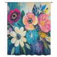 Blue Flowers Sheer Curtains 54 Inches Long for Bedroom, Spring Floral ...