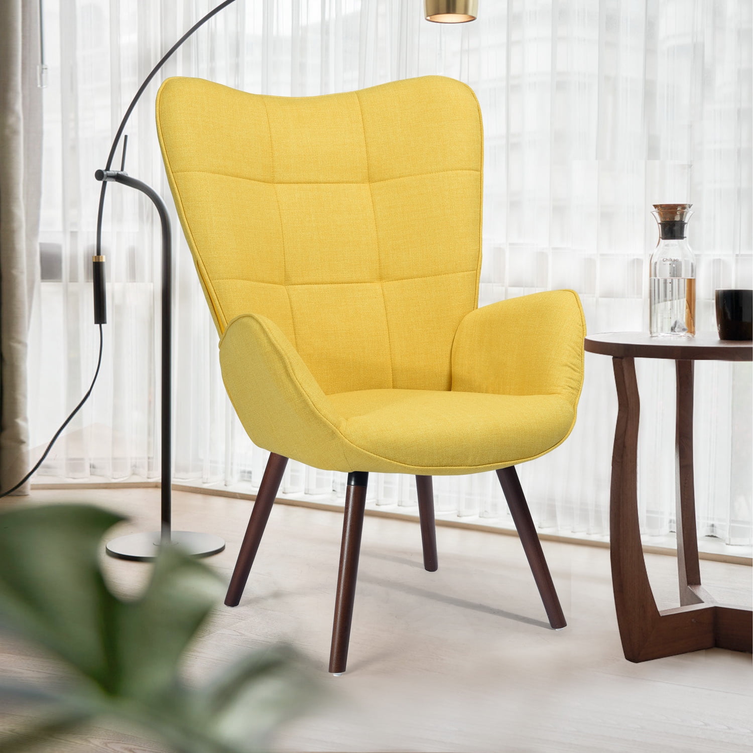 Silla de Terciopelo FurnitureR Amarillo Moderno | Walmart en línea