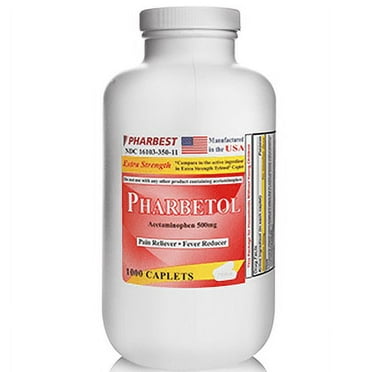 Pharbetol Acetaminophen 500 mg Extra Strength Tablets, 1000 - Walmart.com