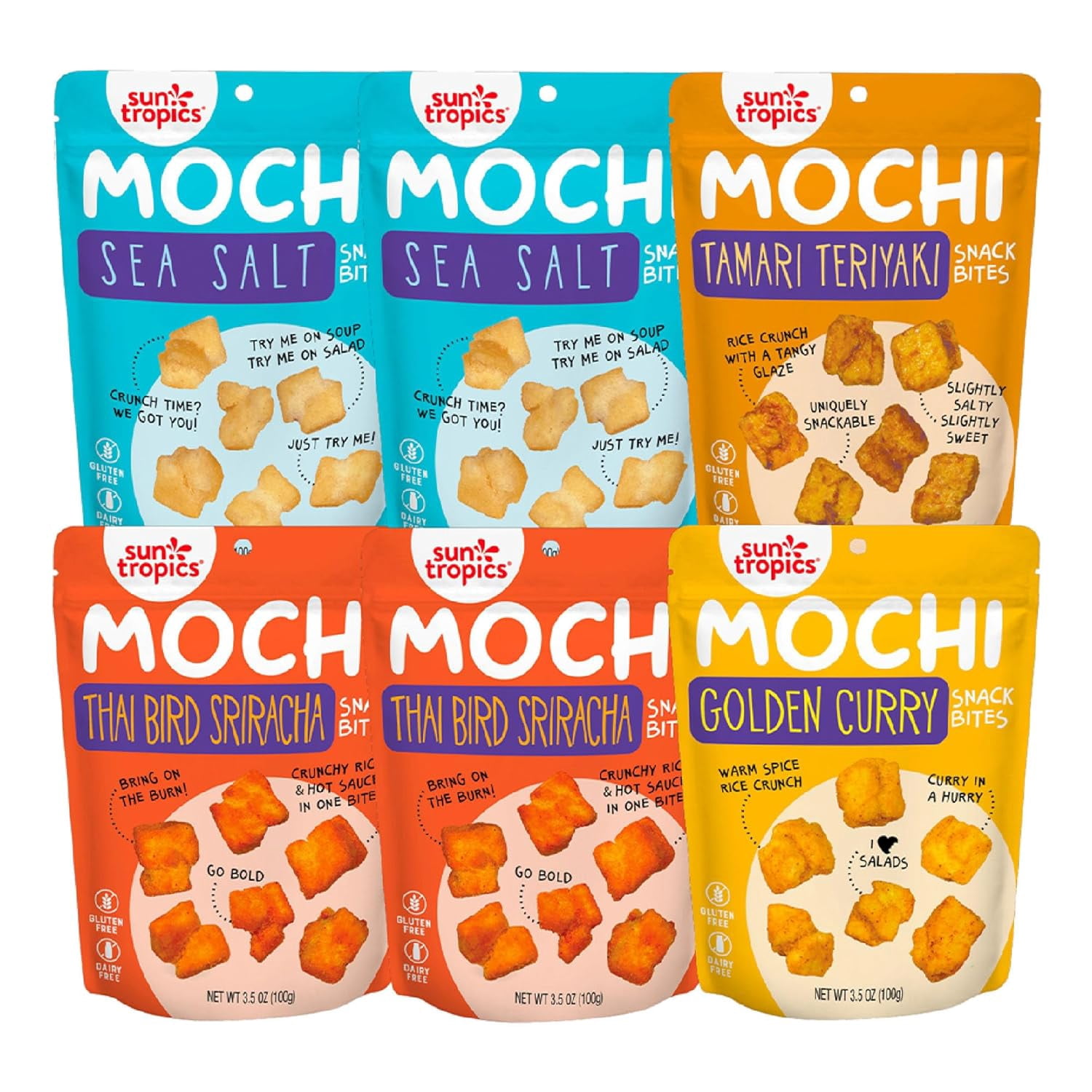 Mochi Snack Bites, Variety Pack- 3.5 oz (6 Pack) - Crunchy Mochi Snacks ...