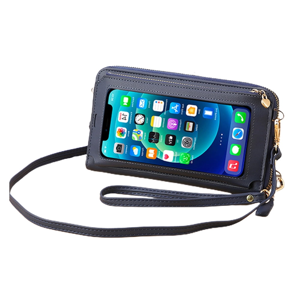 PU long wallet simple touch-screen wrist mobile phone bag coin purse ...