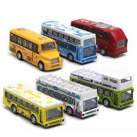Aofa 5Pcs Alloy Pull Back Multiple Type Bus Model Children Toy Car ...