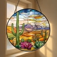 Cactus Desert Sunset Stained Glass Suncatcher, Window Hanging, Gift for ...