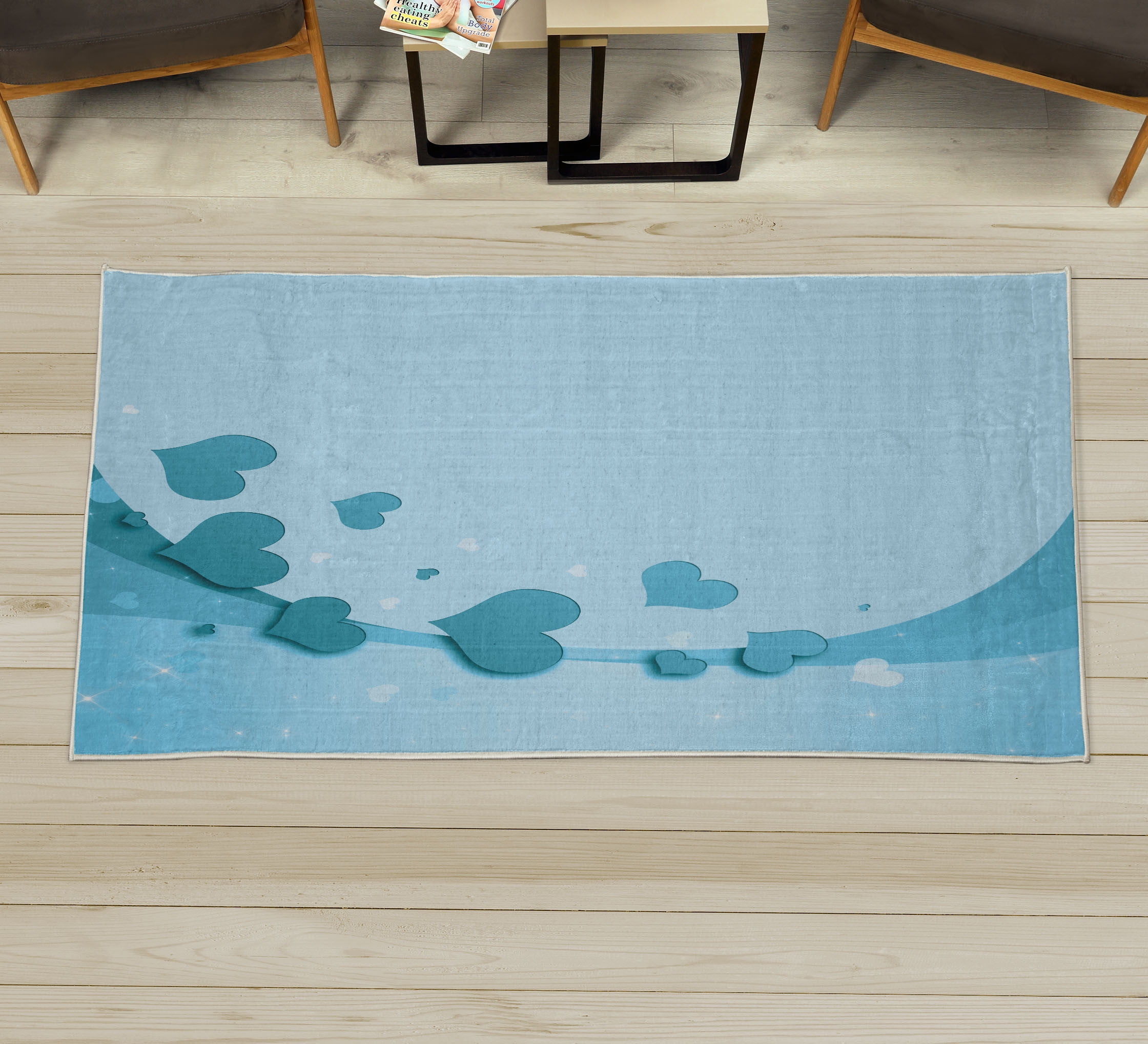 Love Decorative Rug, Valentines Day Romance Art with Hearts Stars ...