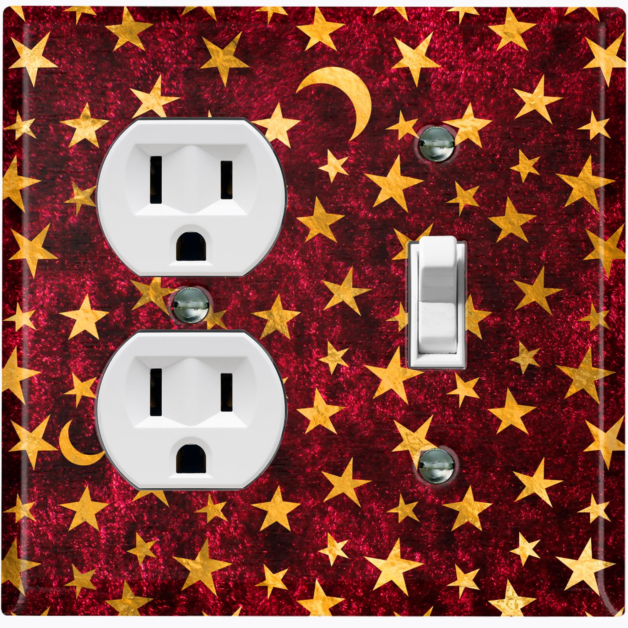 Metal Light Switch Plate Cover Elegant Starry Night Maroon Tile FRA025 ...