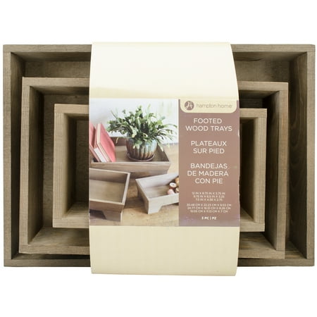 Hampton Art Rustic Footed Wooden Trays 3/Pkg-7.5"-12" | Walmart Canada
