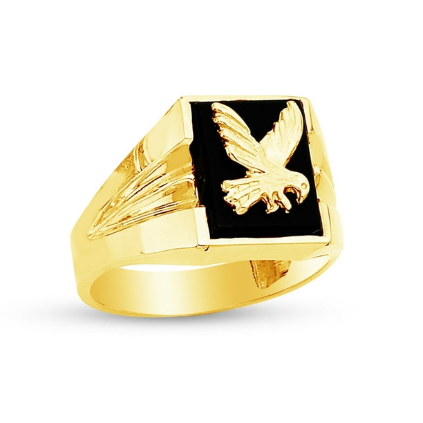 AA Jewels - 14k Yellow Gold Black Onyx Men's Eagle Ring , Size 10 ...