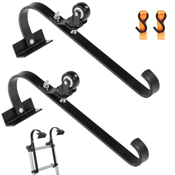 2 Pack Ladder Roof Hook with Wheel Heavy Duty Steel Ladder Stabilizer ...